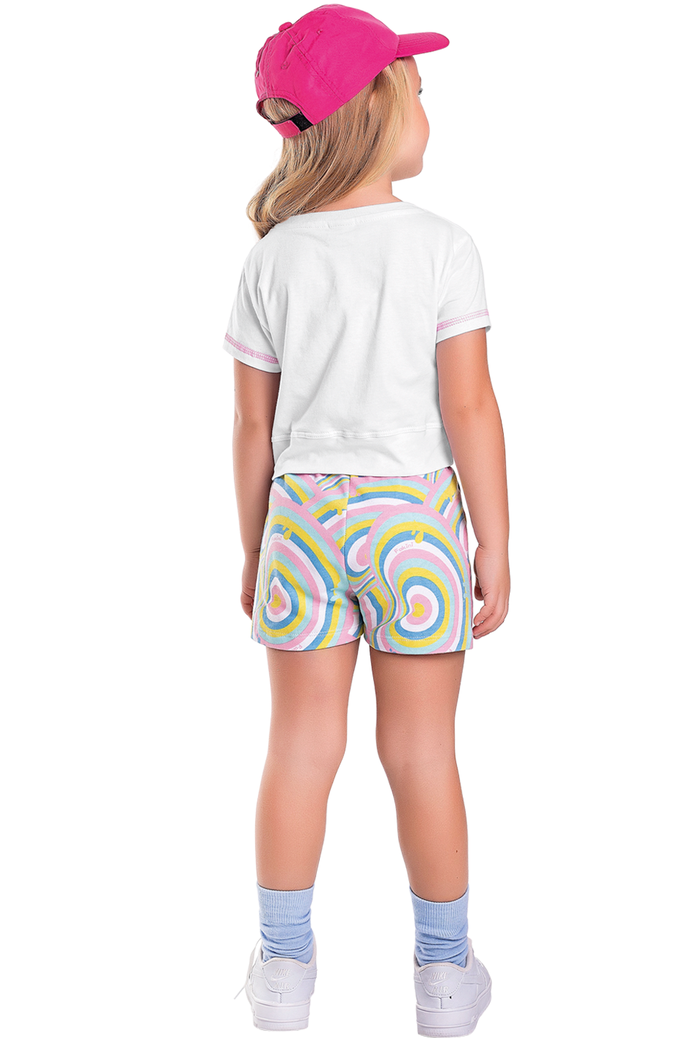 Conjunto Curto Infantil Menina Psychedelic Branco - Fakini