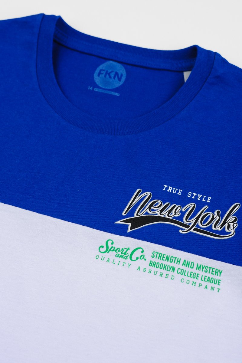 Camiseta Fakini Juvenil Menino New York Azul Royal