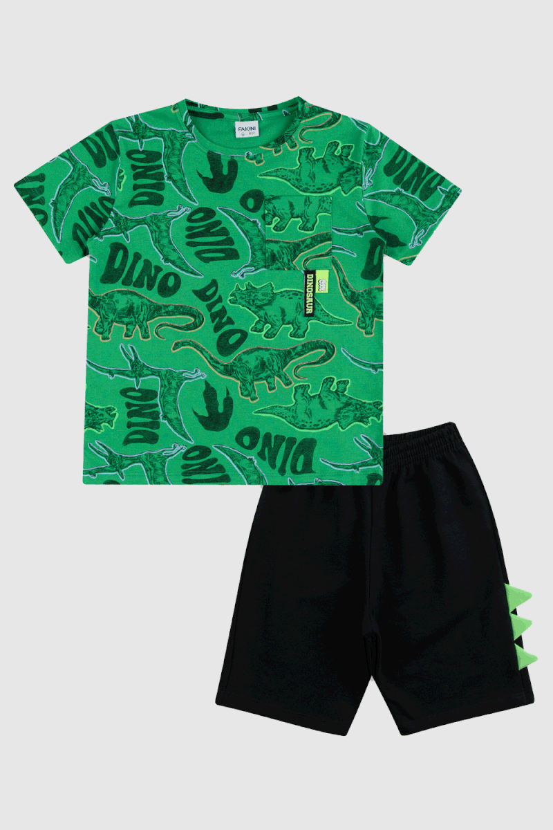 Conjunto Fakini Infantil Menino Dino Verde