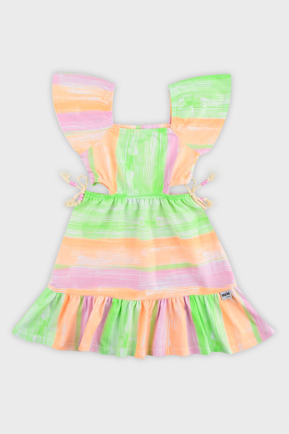 Vestido Fakini Infantil em Meia Malha Listras Verde
