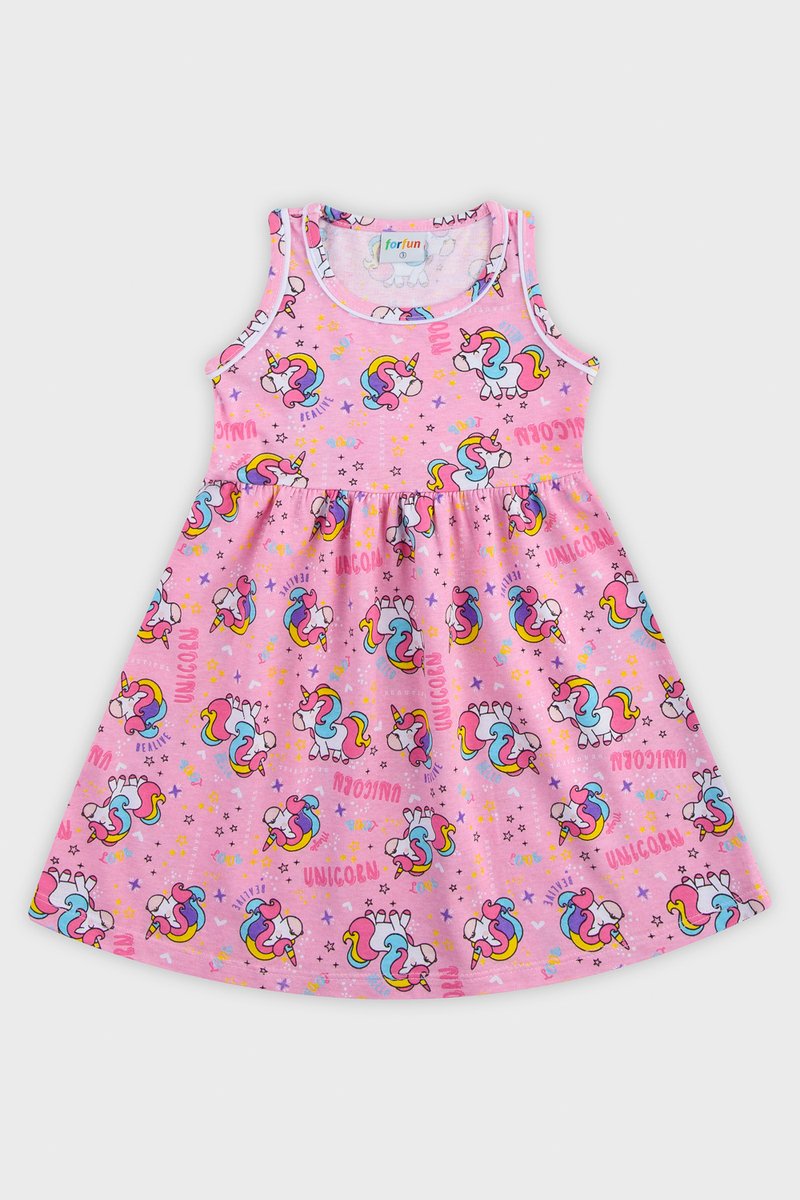 Vestido Fakini Forfun Infantil Magical Unicorn Rosa