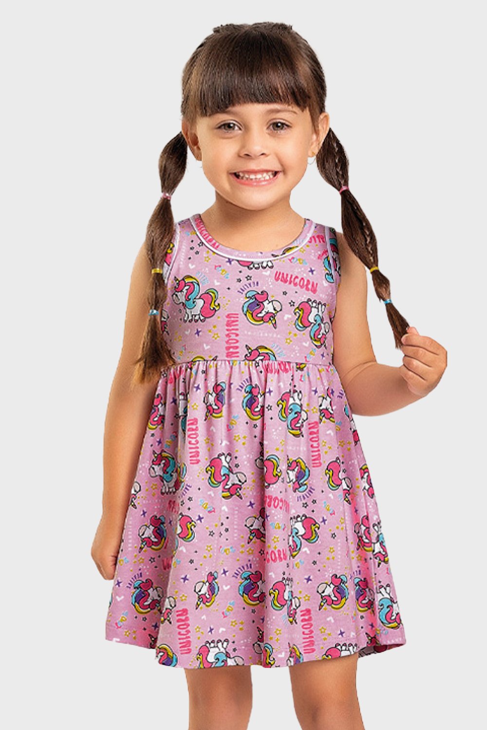 Vestido Fakini Forfun Infantil Magical Unicorn Rosa