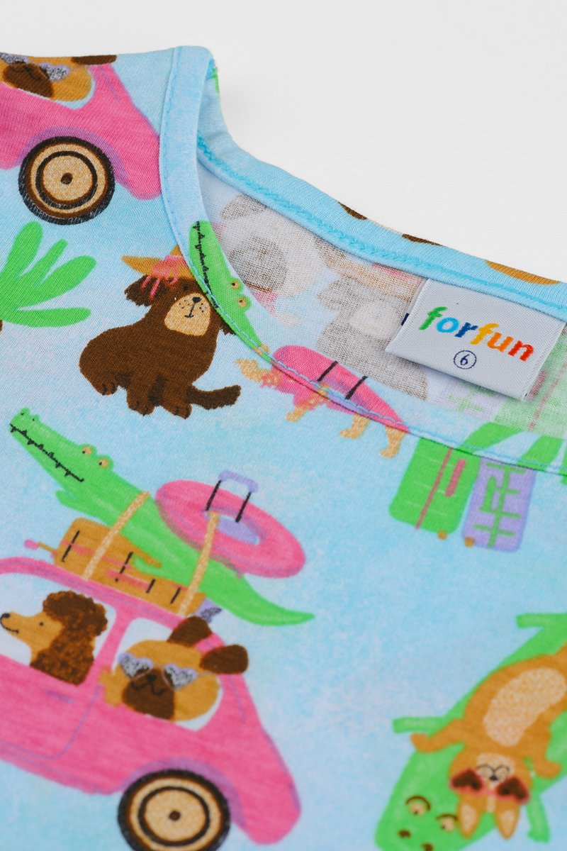 Vestido Fakini Forfun Infantil Beach Dog Azul