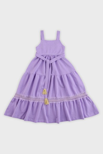 Vestido Midi Playground Infantil em Malha Florence Lilás