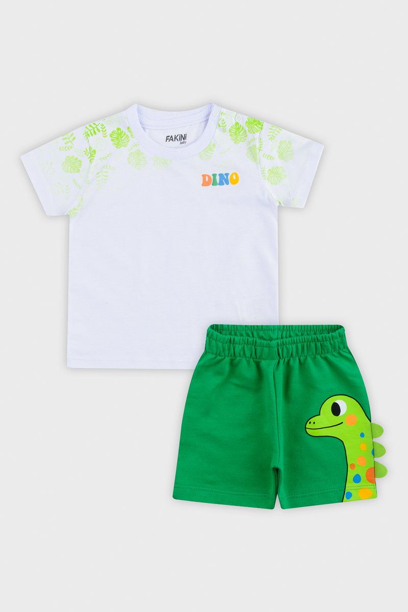 Conjunto Fakini Bebê Menino Dino Interativo Branco