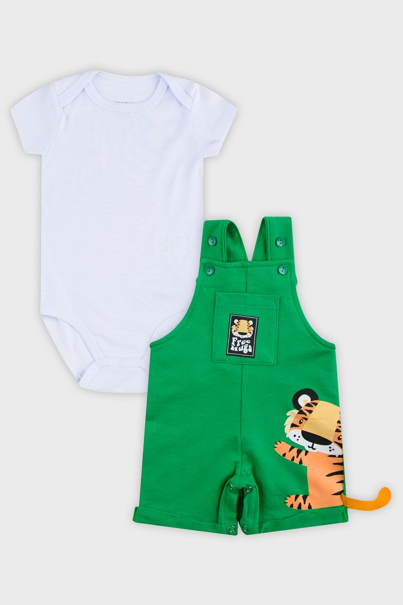 Conjunto Fakini Bebê Menino Free Hugs Branco
