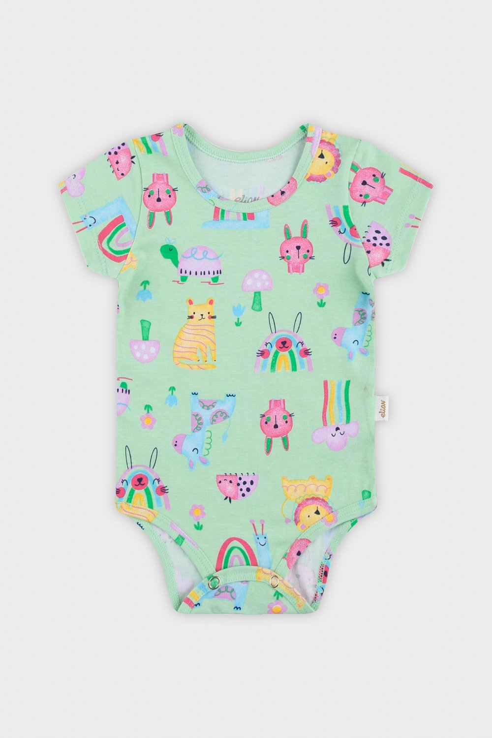Body Elian Bebê Menina em Cotton Estampado Verde Claro