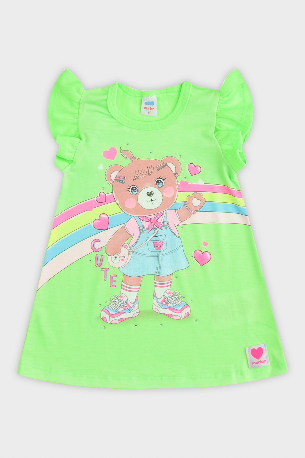 Vestido Marlan Bebê Cute Verde Neon