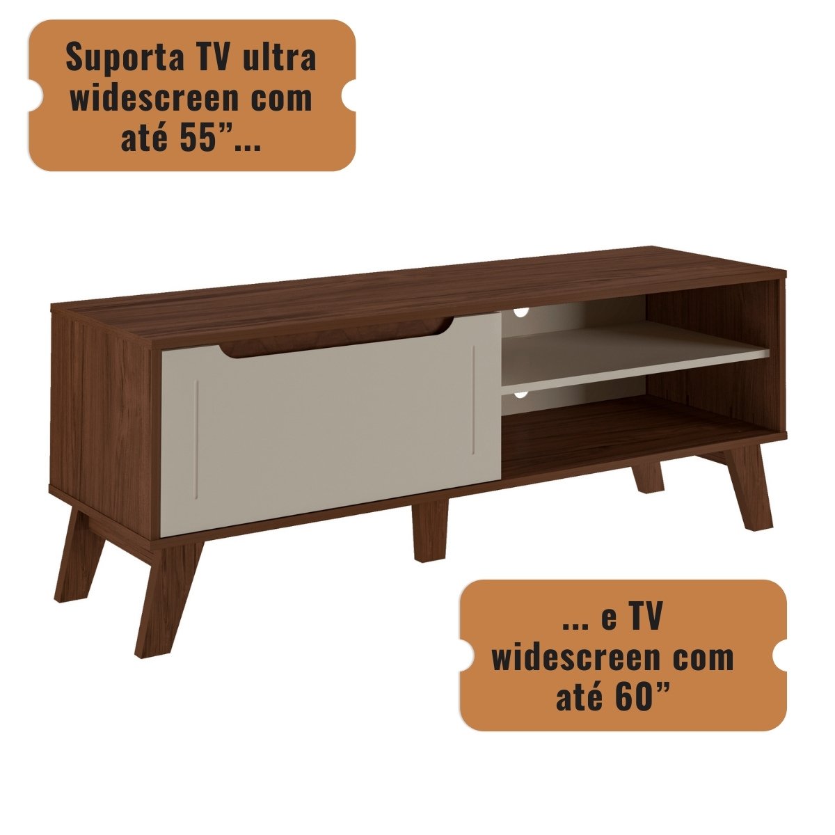 Rack de Sala TV Lotus - Amêndoa | Off White