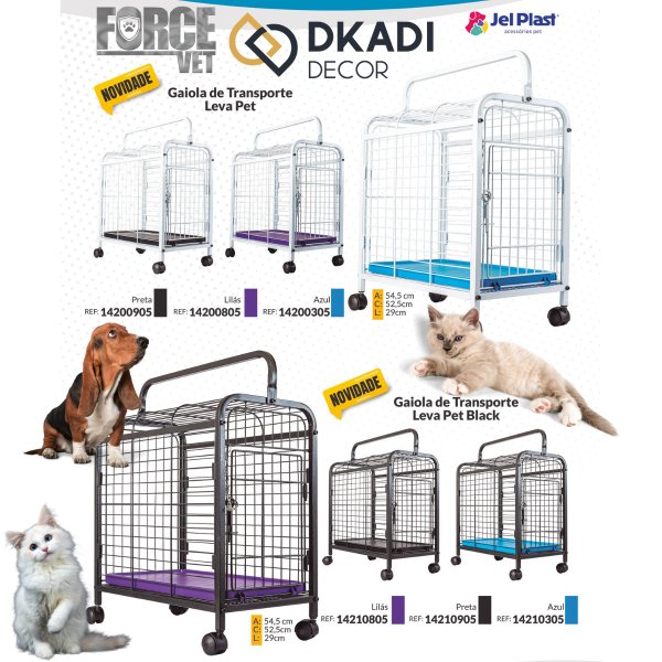 Gaiola de Transporte Leva Pet Branco Multiuso - Preto