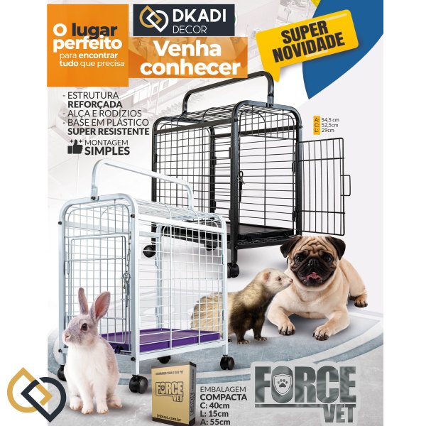 Gaiola de Transporte Leva Pet Branco Multiuso - Preto