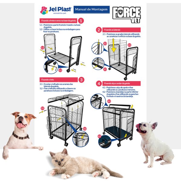 Gaiola de Transporte Leva Pet Branco Multiuso - Preto