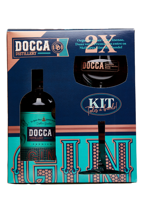 Gin London Dry - Docca Distillery Kit Gin 750ml + taça vidro