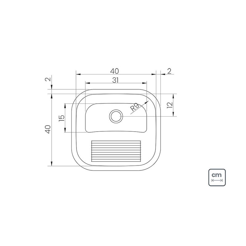 Tanque de Encaixe Aço Inox Acetinado Tramontina 40 x 40 cm