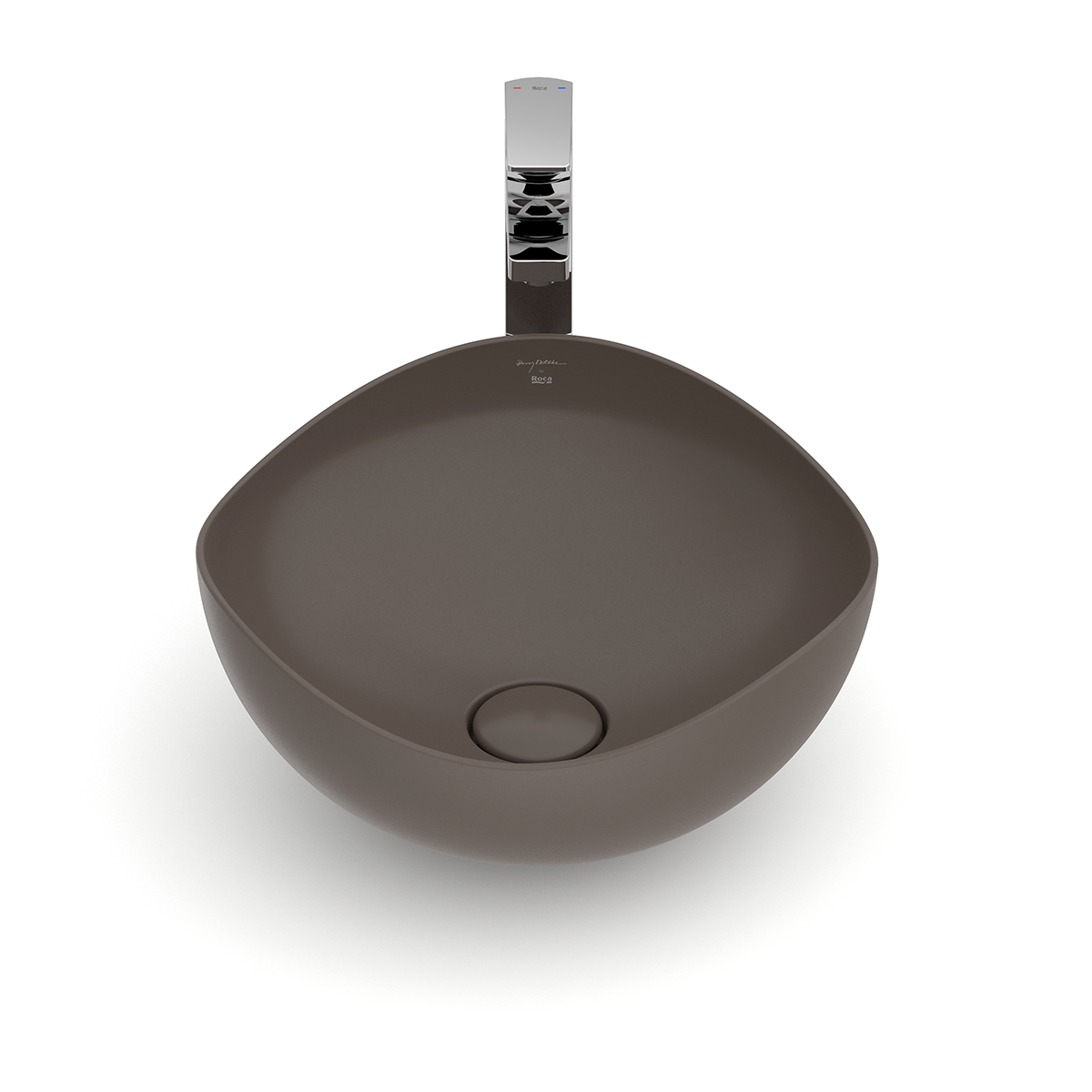 Cuba de Apoio Roca Ruy Ohtake 37,5x37,5cm - Marrom Café