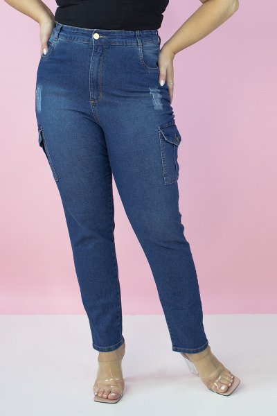Calça Jeans Cargo Plus Size Tati