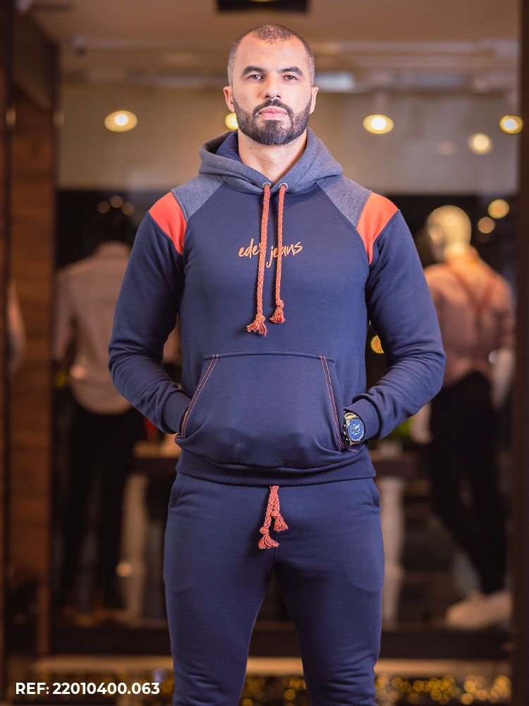 Conjunto Masculino Moletom Capuz Azul