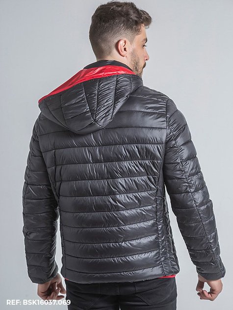 Jaqueta Masculino Nylon Bordado Frontal Azul