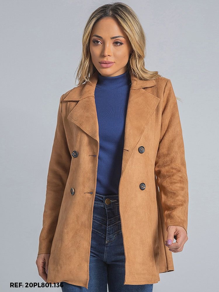 Sobretudo Feminino Camurça Areia