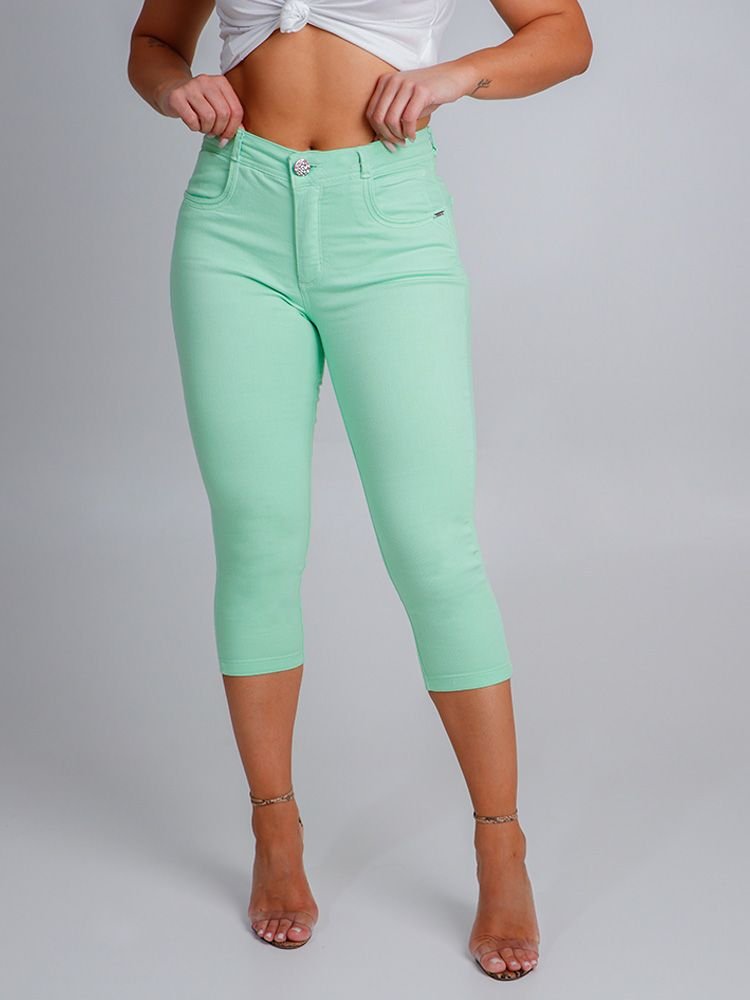Calça Feminina Jeans Capri Niina Collor (Verde)