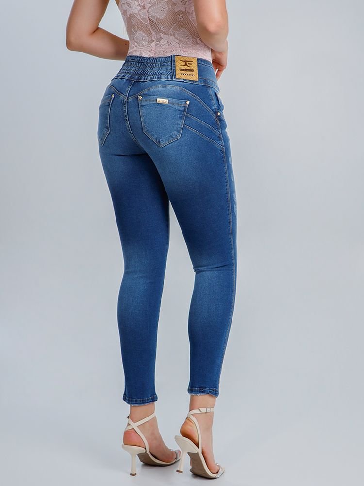 Calça Feminina Jeans Cropped Grazi Safira (Azul)