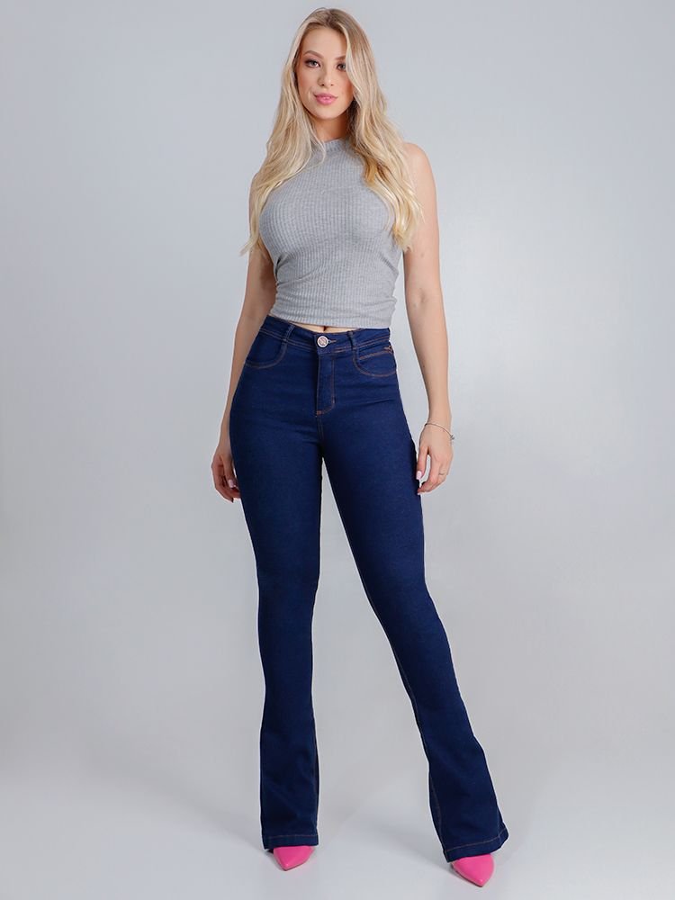 Calça Feminina Boot Cut Para Altas Safira Azul