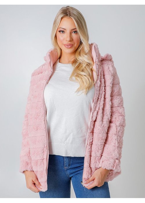 Casaco Feminino Alongado Pelo Rosa