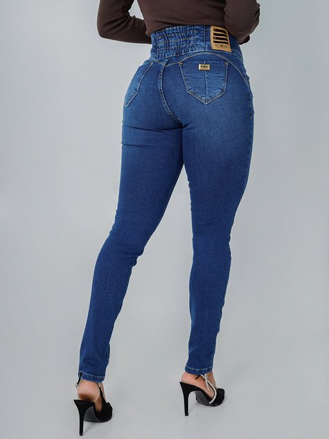 Calça Feminina Jeans Cigarrete Grazi Cintura Alta Modeladora