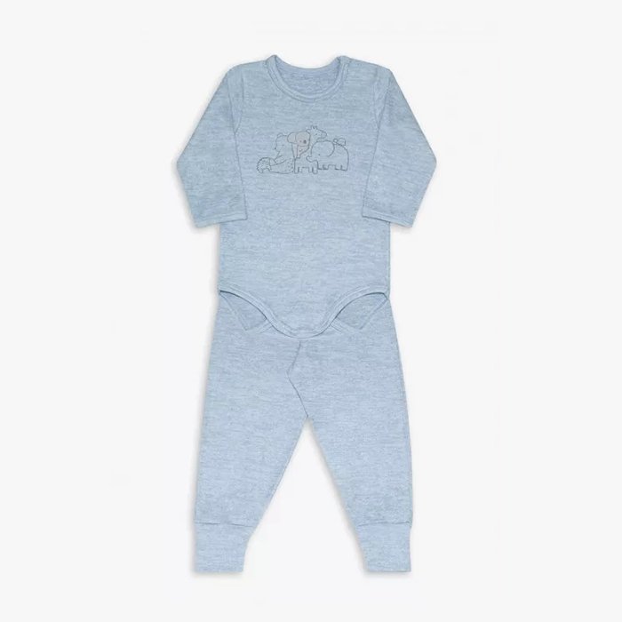Conjunto de Body para Bebê Dedeka Melange Azul G