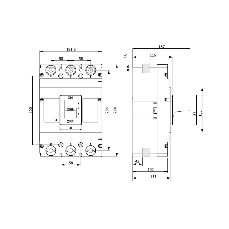Disjuntor Caixa Moldada DL630-H 450A - Soprano