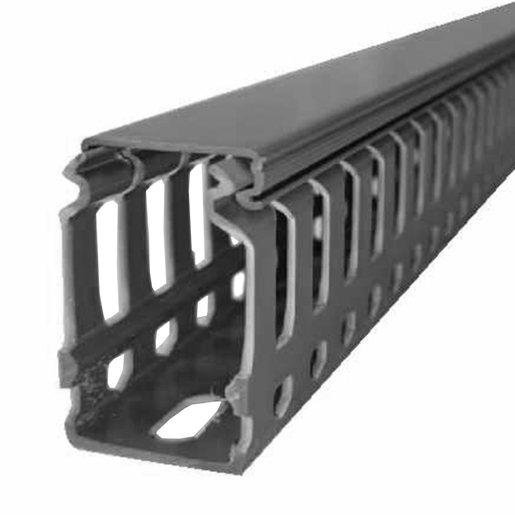 Canaleta PVC 25x30 Aberta Cinza C/Tampa 2 Metros