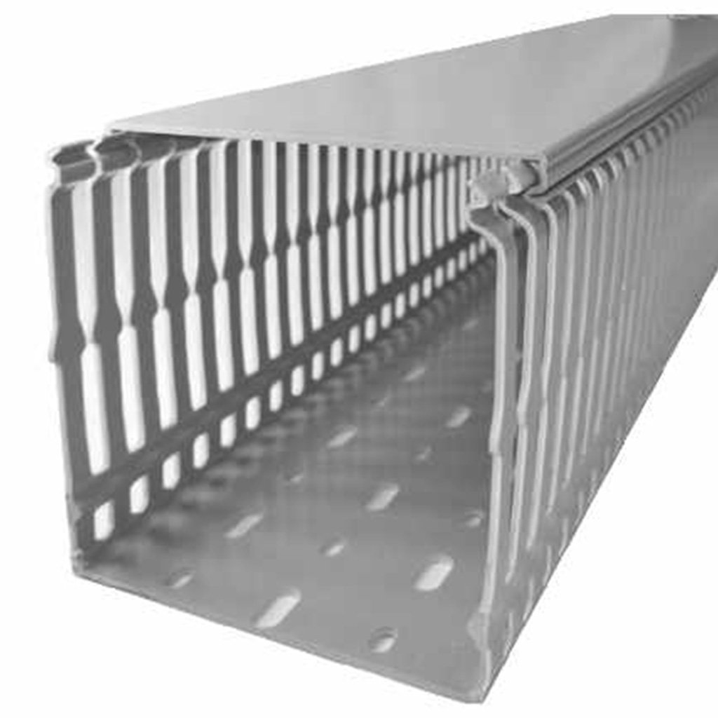 Canaleta PVC 40x40 Aberta Cinza C/Tampa 2 Metros