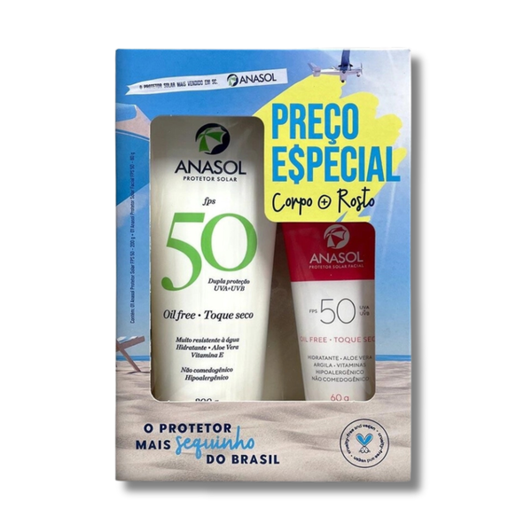 Kit Protetor Solar Anasol FPS 50 200g + Protetor Solar Facial Anasol ...