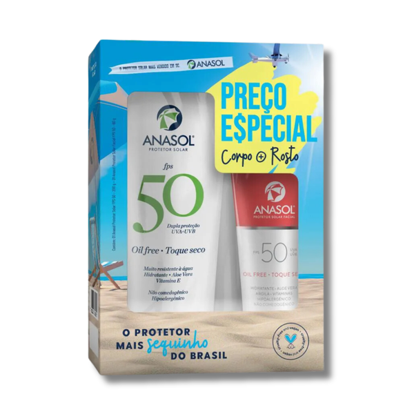 Kit Protetor Solar Anasol FPS 50 200g + Protetor Solar Facial Anasol ...