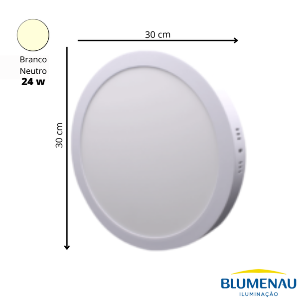 Painel de Led 4000K 24W Sobrepor - Blumenau