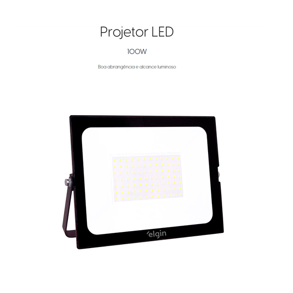 Refletor Projetor LED Elgin Preto 6500k 100W
