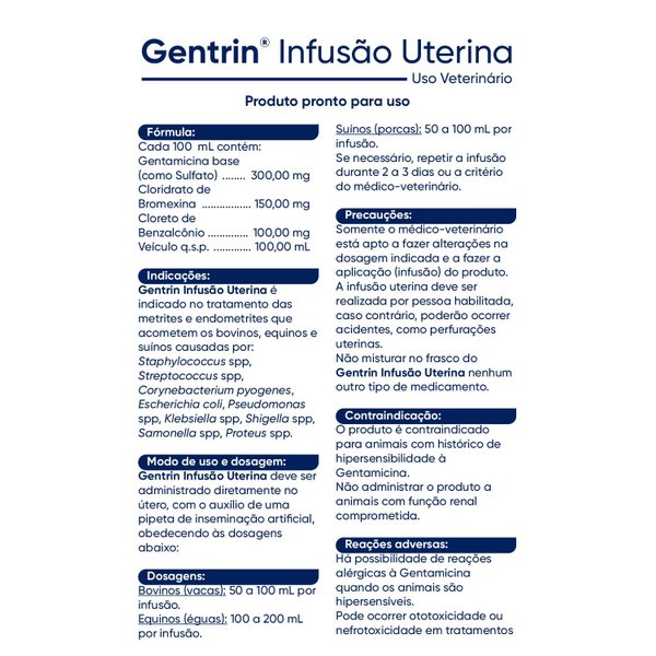 OFERTA Antisséptico Gentrin Infusão Uterina 100ML