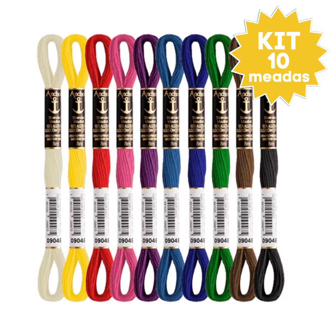 Kit 10 Meadas de Linha para Bordado Anchor - Cores Básicas