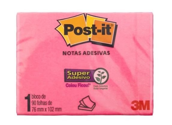 Bloco Adesivo Post-It 76x102 Com 90 Folhas ROSA