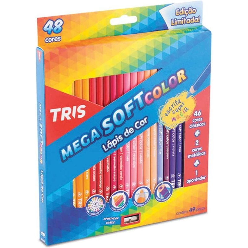 Lápis De Cor Tris Mega Soft Color 48 Cores