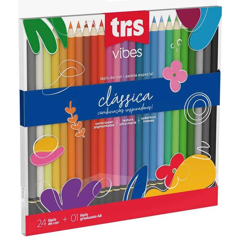 Lápis De Cor Vibes Clássica 24 Cores Tris