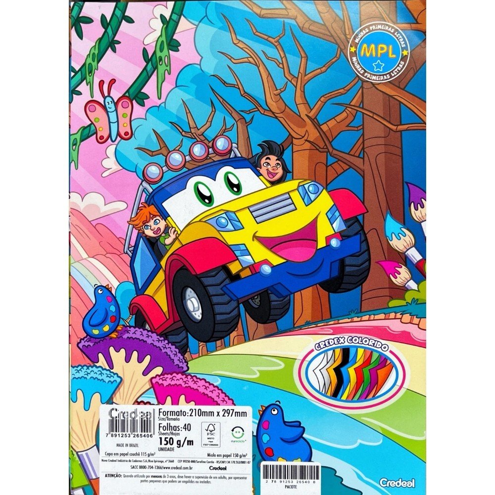 Bloco de Papel Credex Colorido A4 40 Folhas CREDEAL - Frame Papelaria