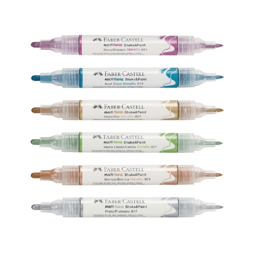 Marcador Multimark Criativo Shake & Paint Metálico 6 Unidades FABER ...