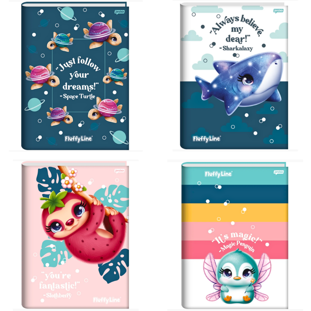 Caderno Brochura Capa Dura Universitário Fluffy Line 80 Folhas JANDAIA ...