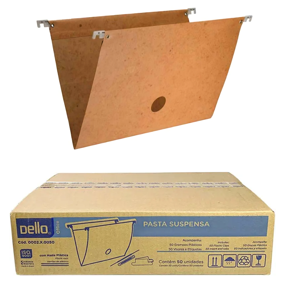 Caixa de Pasta Suspensa Kraft Marmorizada Plastificada com Arame DELLO - 50 unidades - Frame ...
