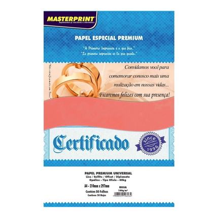 Papel Premium Universal 180g/m² A4 50 Folhas MASTERPRINT - Vermelho ...