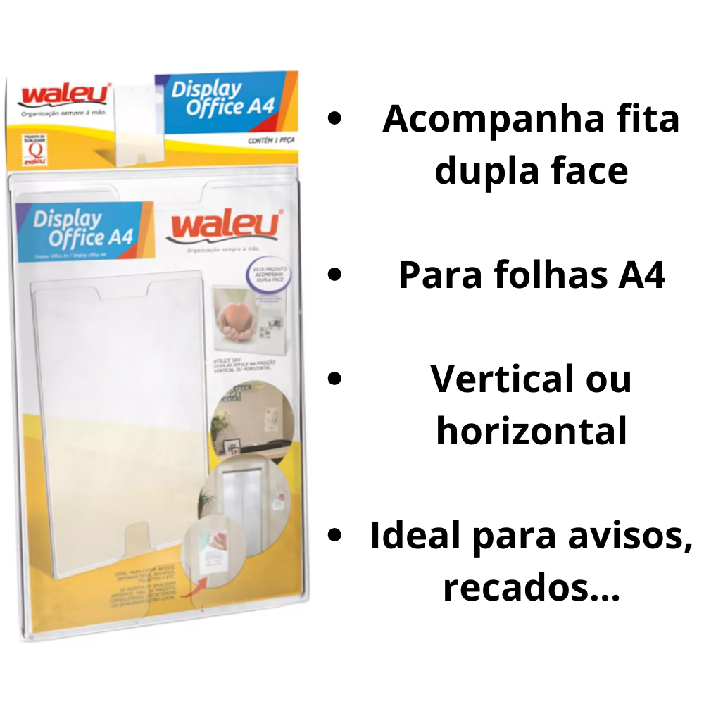 Quadro Aviso Multiuso Display Office A4 WALEU - Frame Papelaria