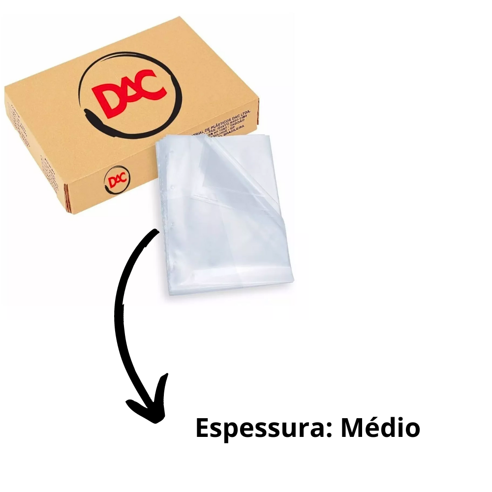 Envelope Plástico A4 4 Furos A4 DAC - Médio - Frame Papelaria