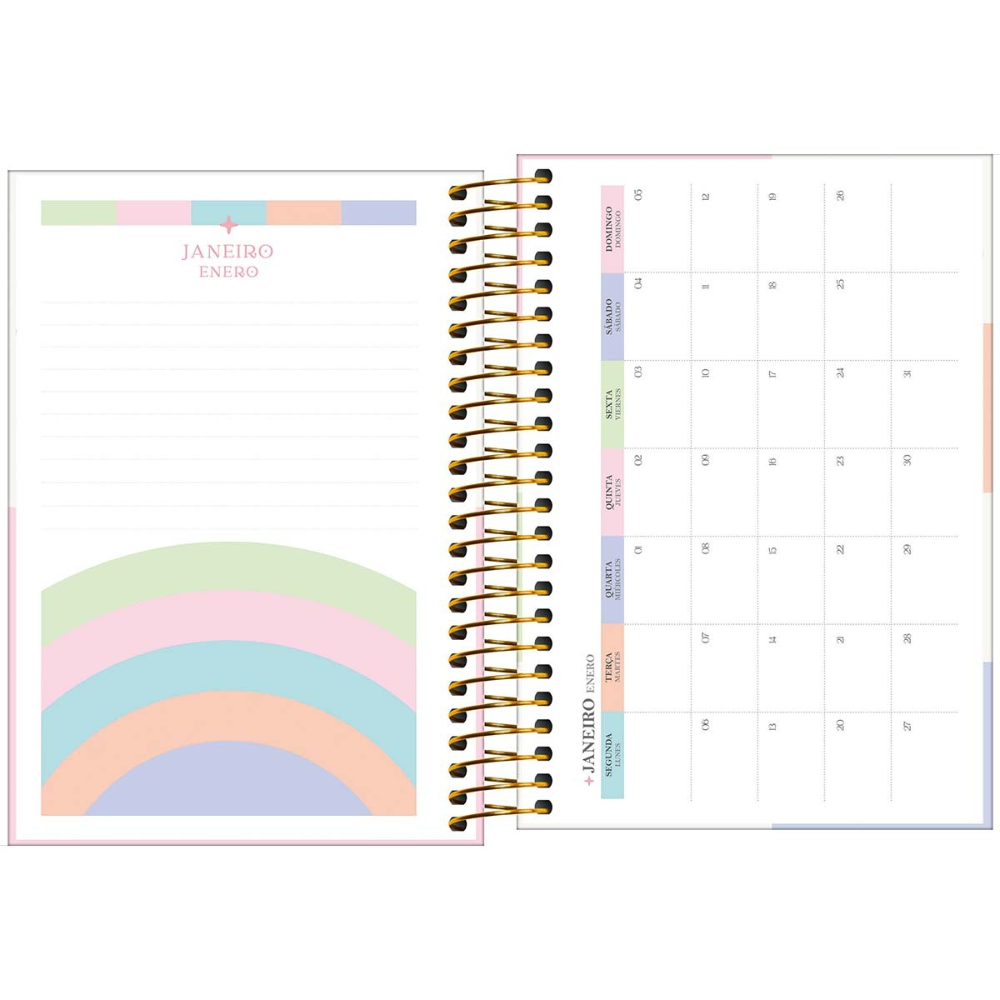 Agenda Espiral Diária Happy 2025 M5 12,9 x 18,7cm TILIBRA - Verde ...