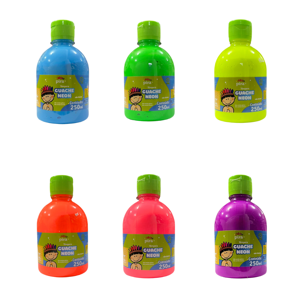 Tinta Guache Neon Escolar Pet 250ml com Aplicador PIRATININGA - Amarelo ...